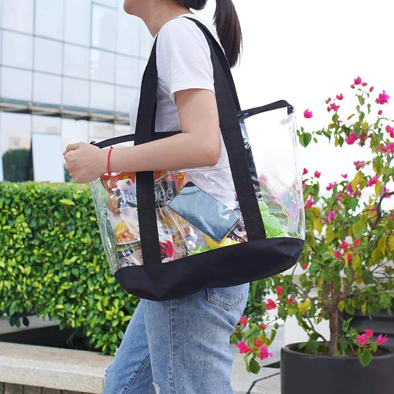 Large Transparent Clear PVC Tote Bag Summer Waterproof PVC Shoulder ...