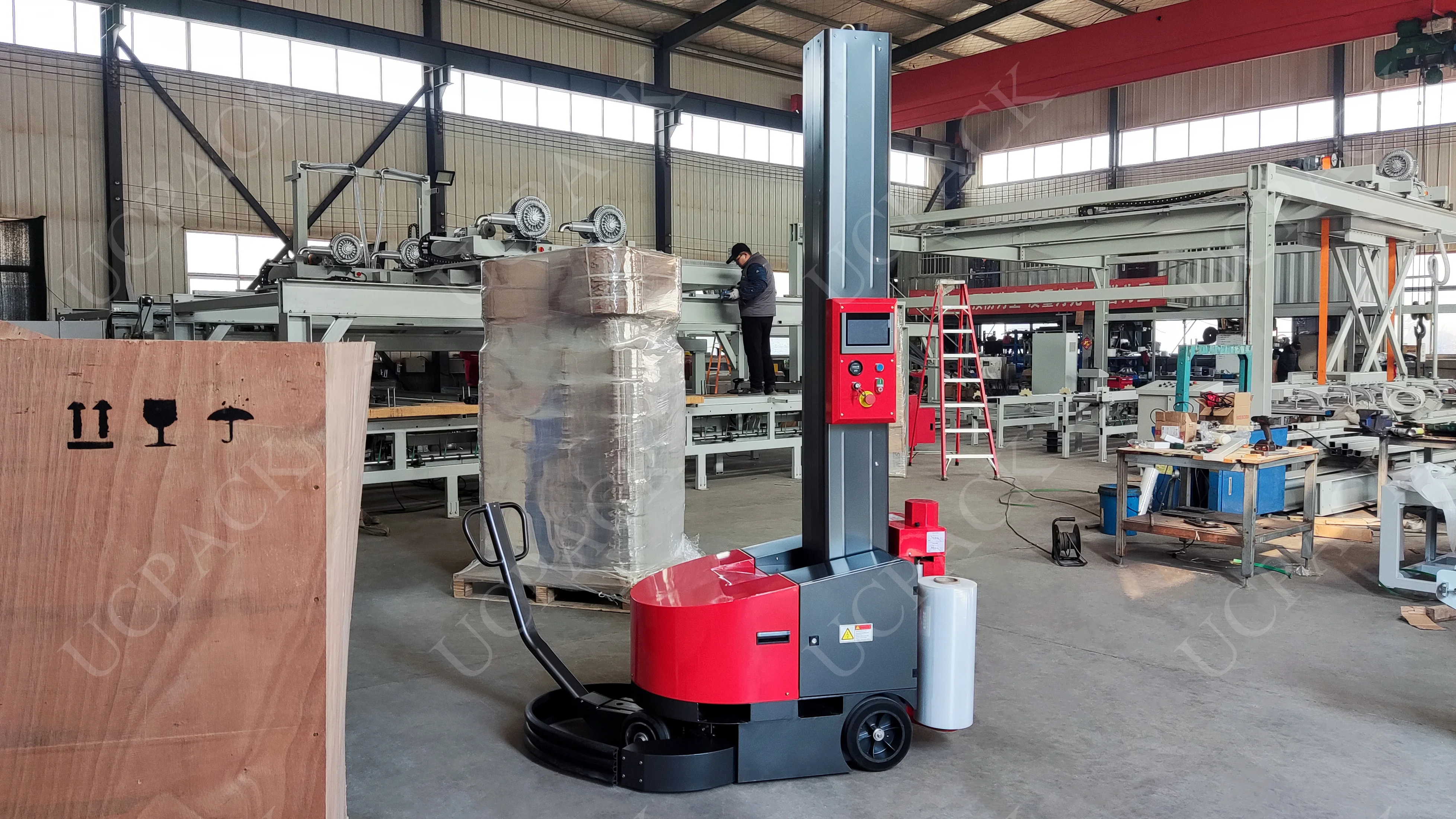 Self Propelled Mobile Manual Robot Pallet Stretch Film Wrapper