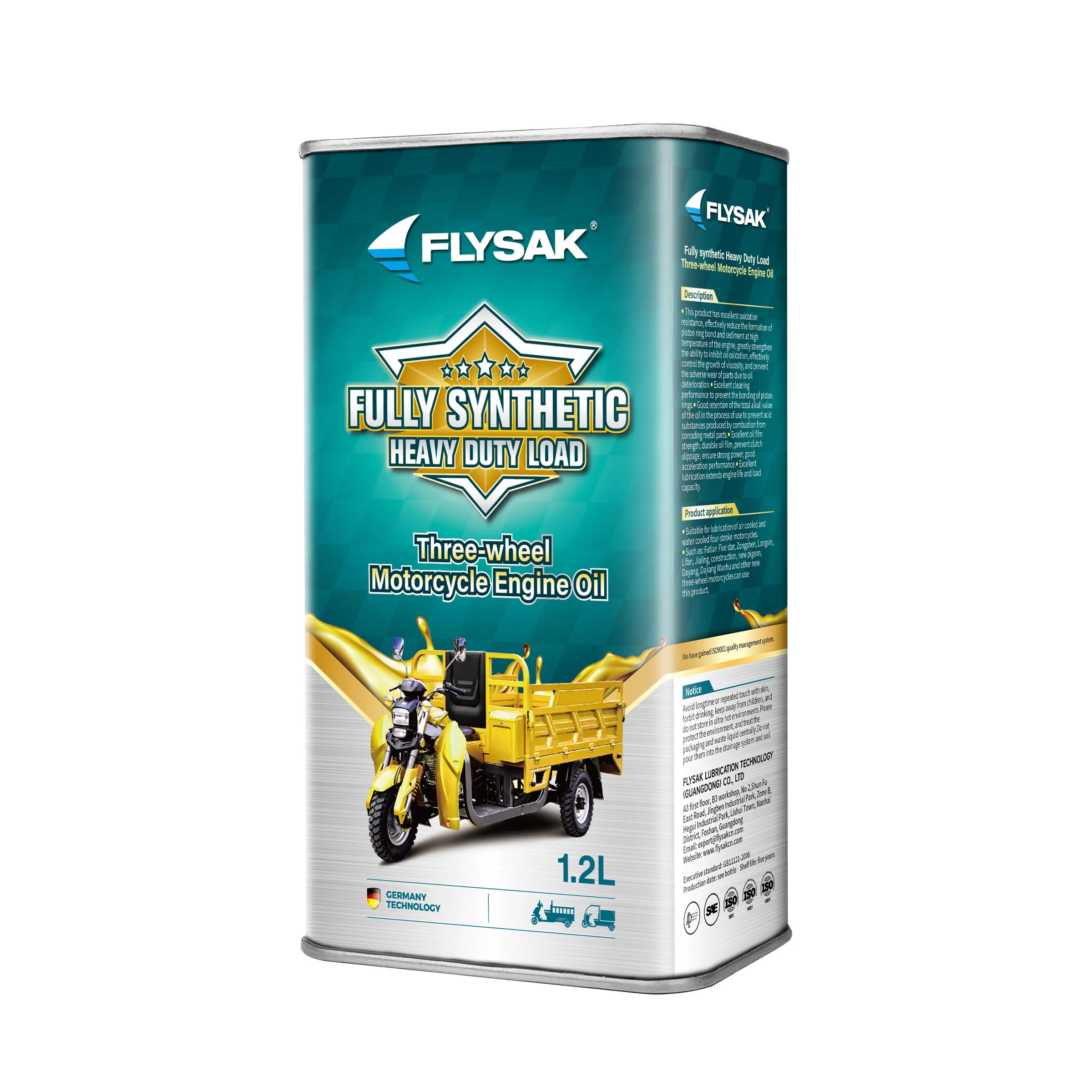 Flysak 1.2L Fully Synthetic Heavy Duty Load Three-wheel Motorcycle High ...