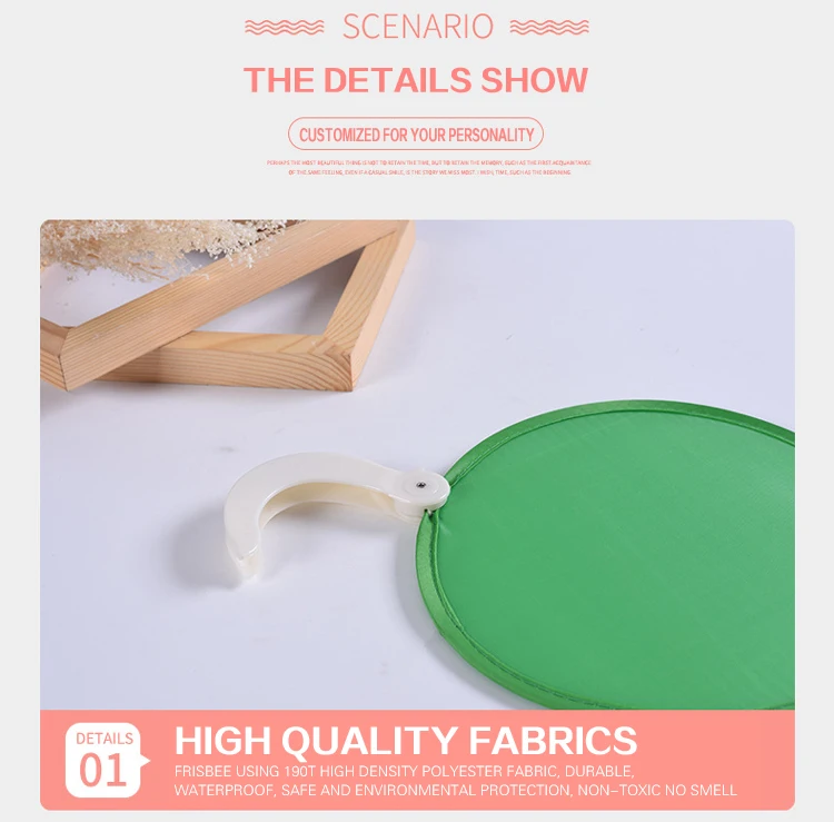 Custom Printed Nylon Circular Folding Hand Fan Folding Disc Fan ...