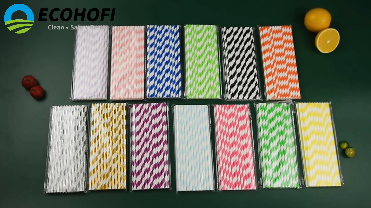 Hot Sale Custom Stripe Disposal Straw Paper Biodegradable Paper Straws ...