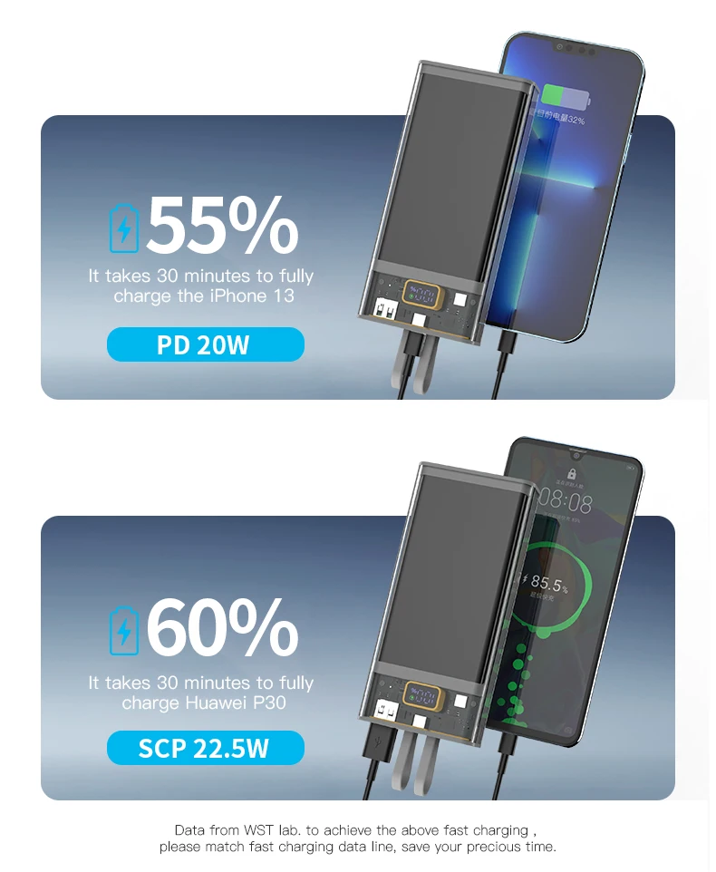 Wst Cheapest Power Bank Transparent High Capacity Power Bettery Mobiles ...