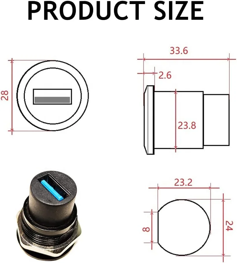 Usb 3.0 Panel Mount Coupler,Usb Pass Through Connector,Female To Female ...
