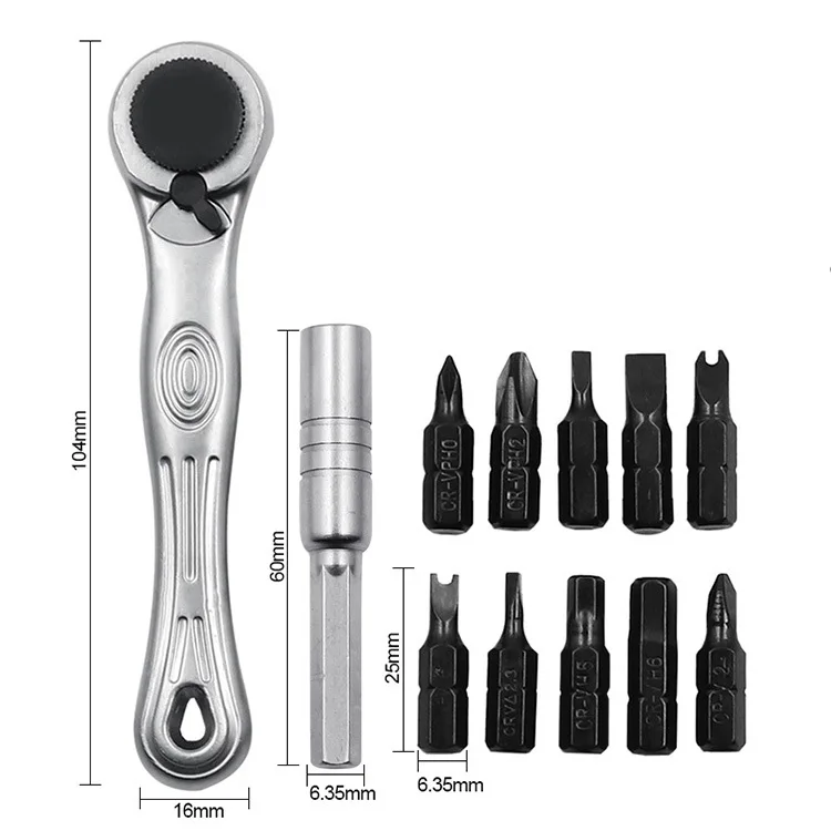 12pcs 1/4 Portable Disassembling Ratchet Wrench Set Mini Ratchet Screwdriver Set Wrench ...