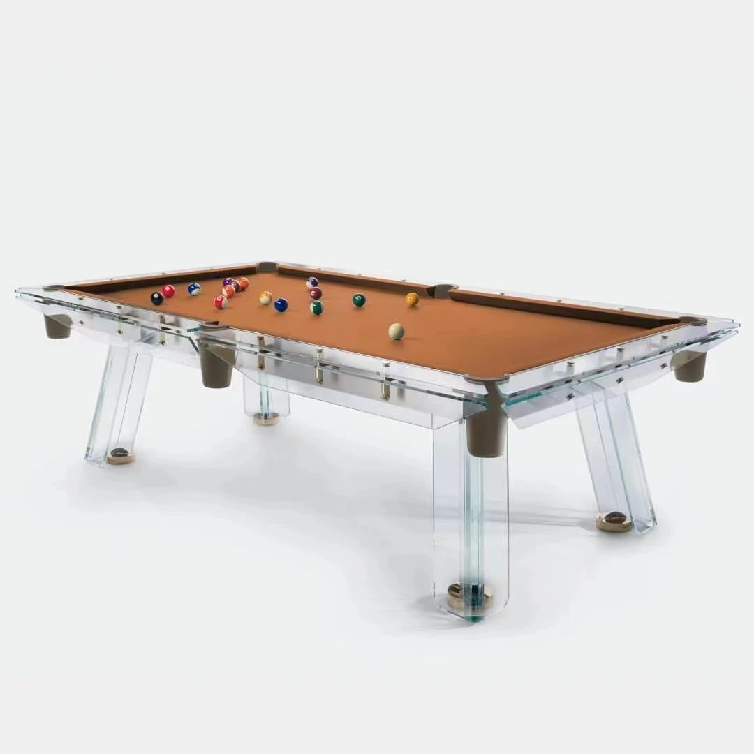 Luxury Home Pool Table Tempered Glass Chinese Table Crystal Transparent ...