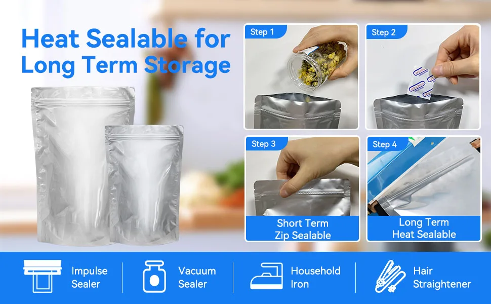 Stand Up Zip Lock Resealable Aluminum Aluminum Foil Sachet Packaging ...