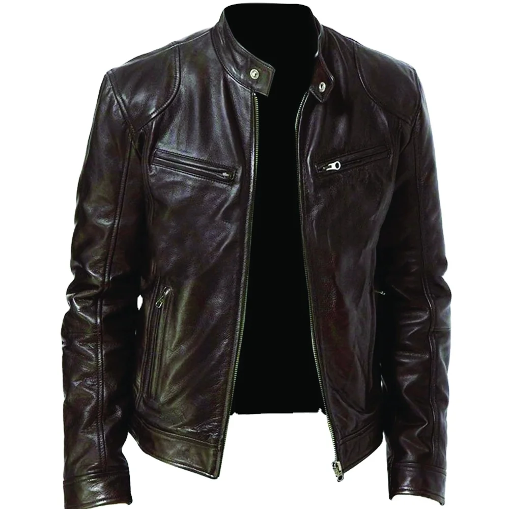 Genuine Sheepskin Bomber Leather Jacket Men Motorcycle Leather Jackets ...