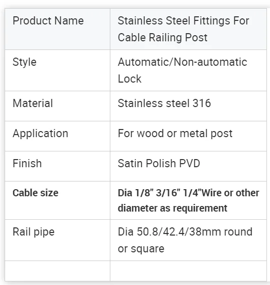 Stainless Steel Cable Railing Hardware - Quick Lock Fittings