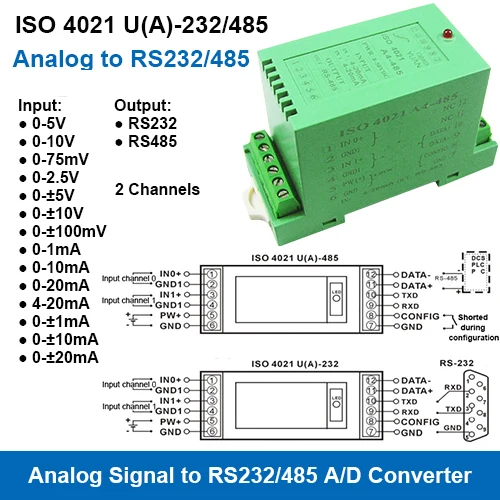 Industrial Control Converter Module Modbus RTU 0-75mV/4-20mA RS485 ...