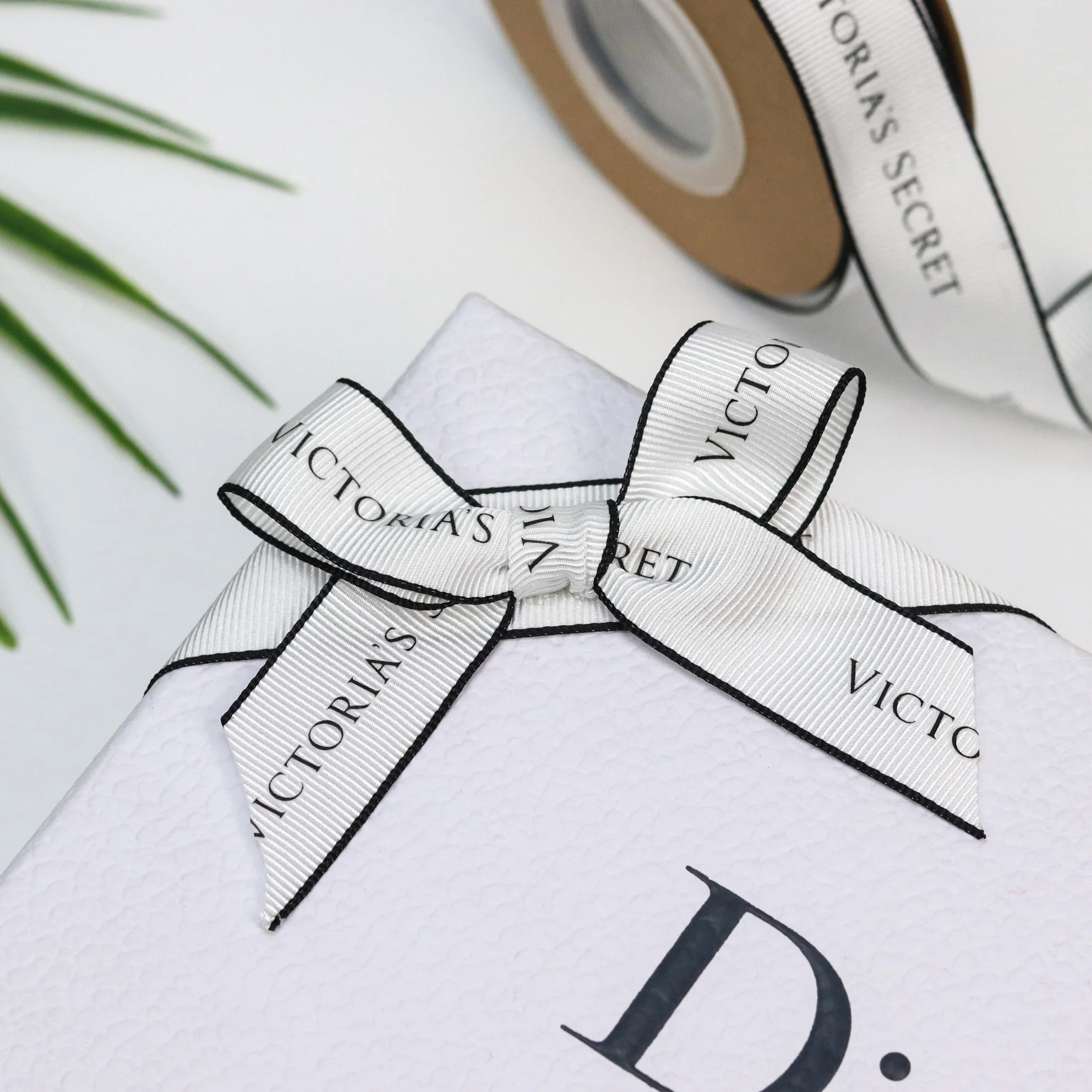 Custom Brand Name Black White Ink Printed Ribbons Black Printing Edge ...