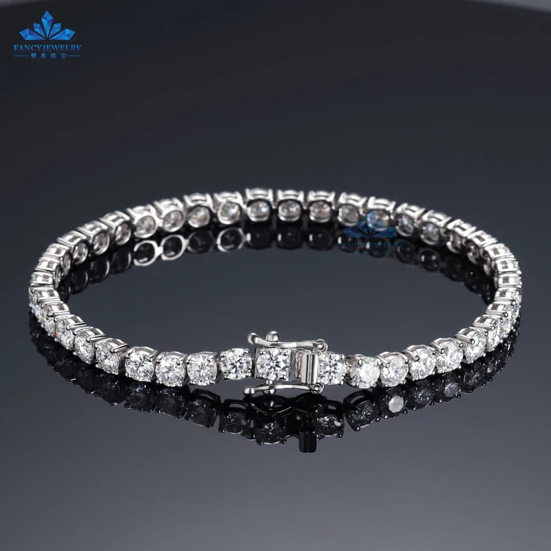 Hot Selling 9K Tennis Bracelet Fine 4MM D VVS1 Moissanite round Brilliant Cut Diamond New Style 9K Tennis Bracelet