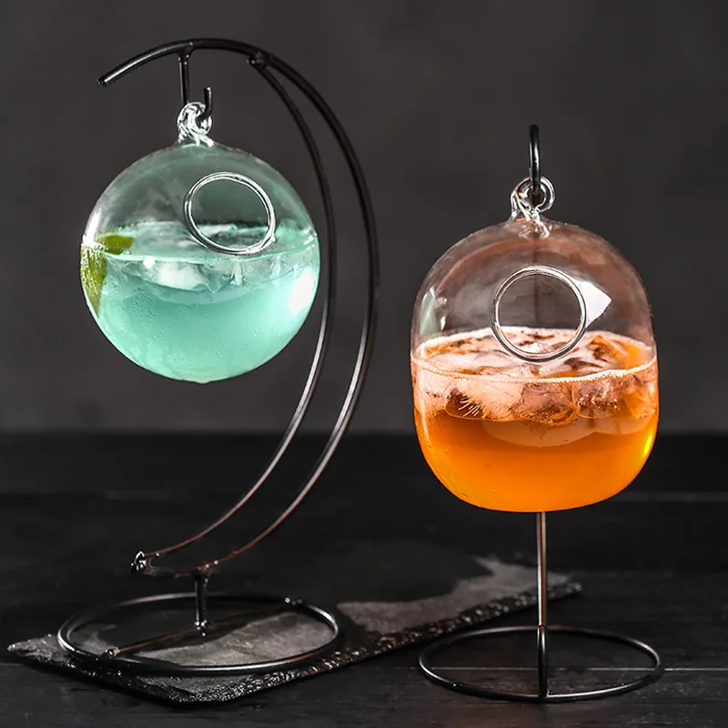 Bar New Ideas Hanging Basket Cocktail Glass Heart Moon Iron Frame ...