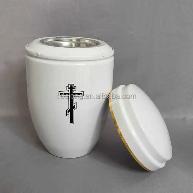 Customized Cross Decorated Metal Funeral Cremation Urn / Ash Cylinder ...