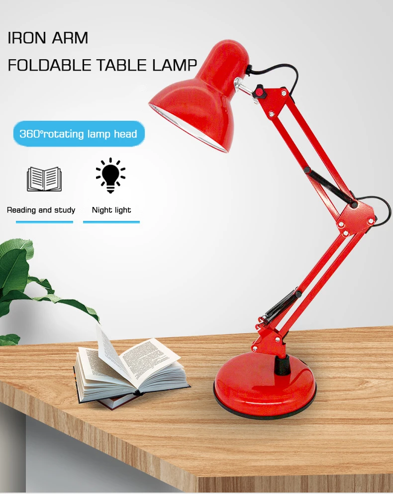 Modern Folding Iron Long Arm Led Bedroom Desk Reading Light Desk Lamp ...