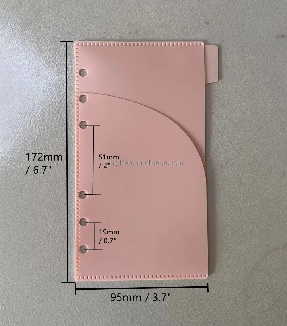 A6 Pink Frosted PP Cash Envelopes with 6 Tabs & 2 Pockets