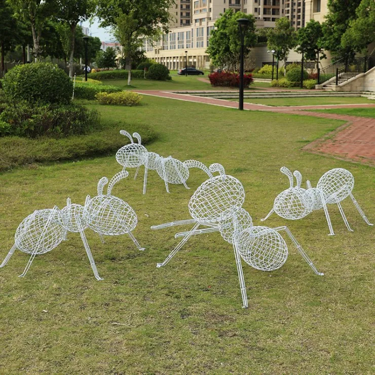 Metal Giant Animal Ant Sculpture Handmade Stainless Steel Wire Knitted ...