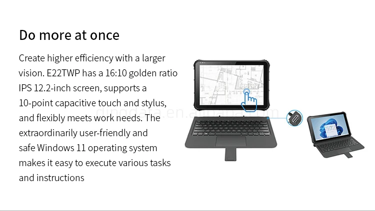 Rugged Tablet 12 Inch Windows 11 OS - IP65 Industrial Tablet