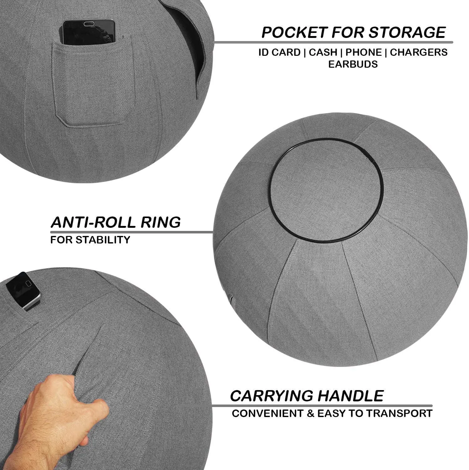 Washable Pilates Sitting Ball Dustproof Protector Slipcover Exercise ...