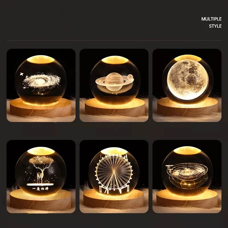 3d Art Crystal Ball Night Lamp Luminous Crystal Ball Decoration Led ...