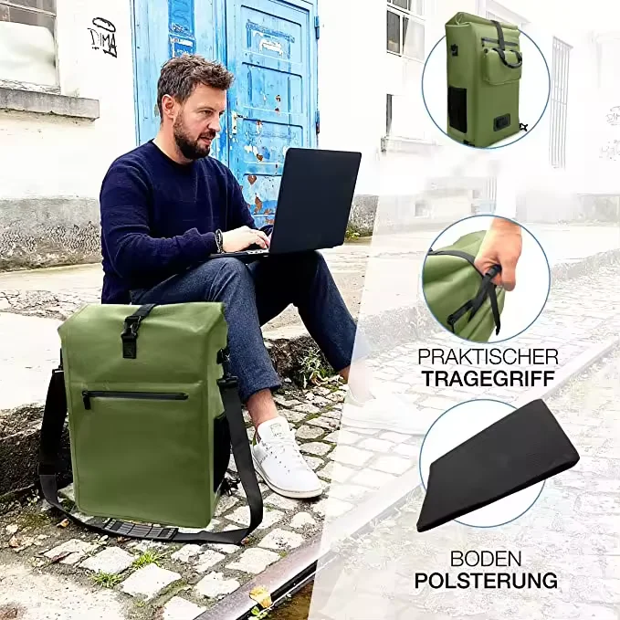 BACKPACK With Removable Bicycle for Pannier Rack 100% Waterproof and ...