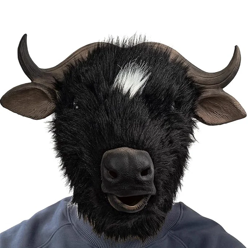 Deluxe Buffalo Mask Realistic Cow Full Head Masquerade Animal Cosplay ...