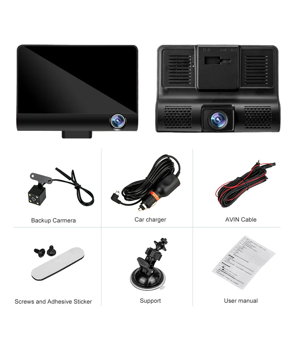 3 Lens Car Dvr Triple With Three Cameras Car Camera Hd 1080p Dash Cam ...