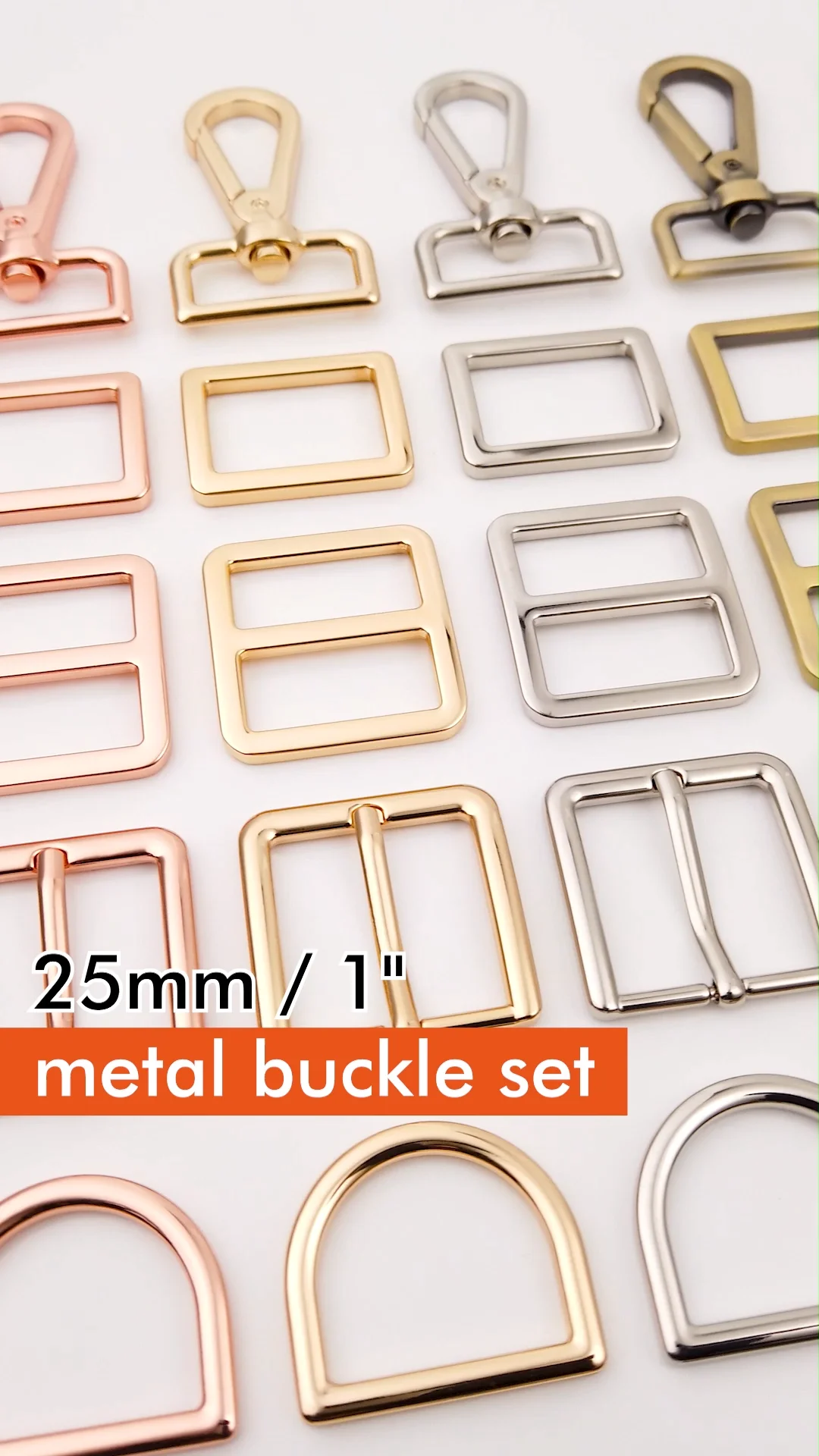 1 Inch D Rings Hardware Bag Brushed Bronze Pin Buckle 1" Slide ...