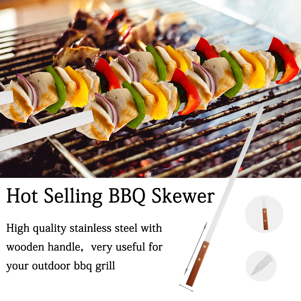 Wholesale Large Flat Stainless Steel Bbq Kebab Metal Flat Skewers ...