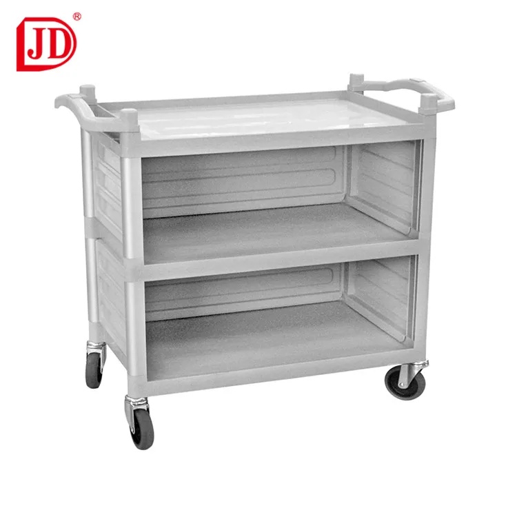 Heavy Duty Restaurant Plastic Food Service Trolley with Panels 3 Tiers ...
