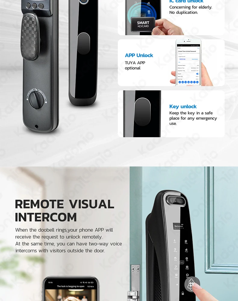 Kadonio Smart Door Lock With Electronic Keypad Nfc 3d Face Recognition ...