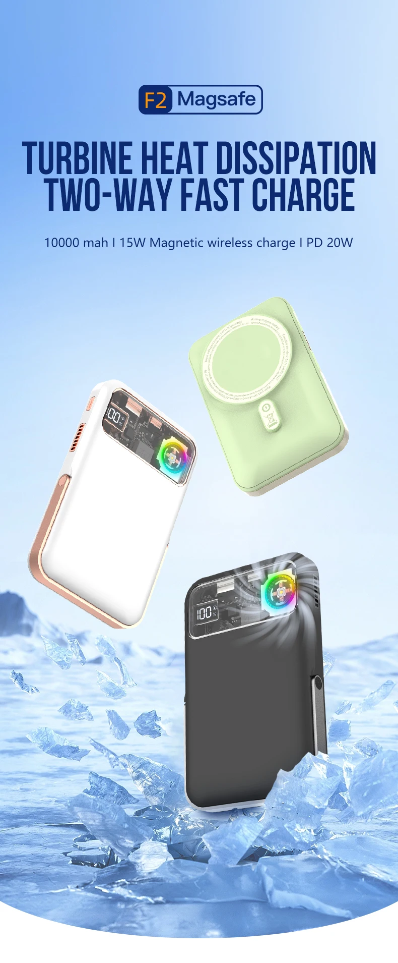 10000mah PD 20W Power Bank with Magnetic Wireless Charging