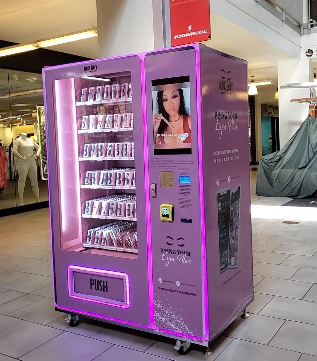 Private Label Eyelash Vending Machine pink Purple Neon Lights Vending ...