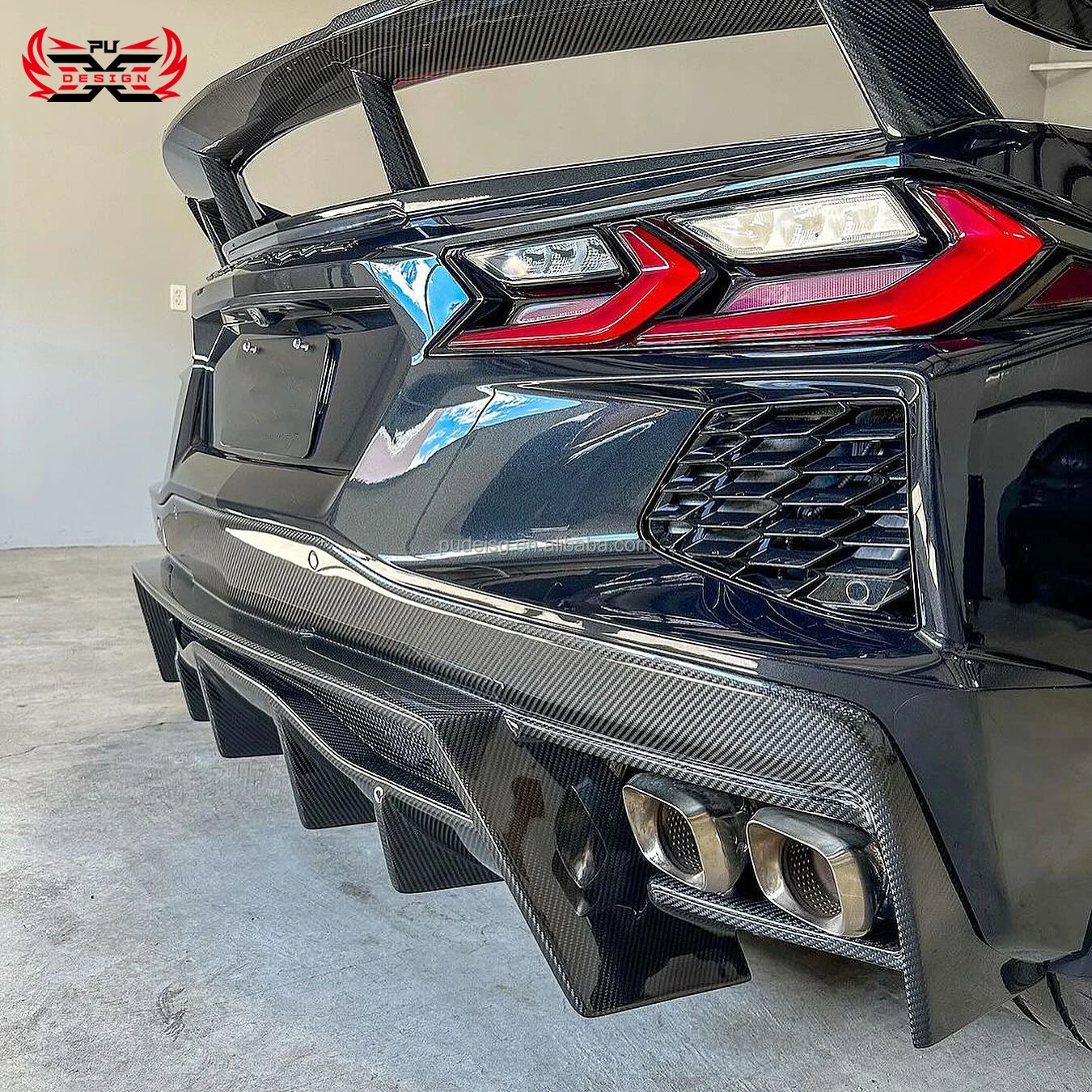 Carbon Fiber C8 Rear Diffuser for Chevrolet Corvette C8 Rear Bumper ...