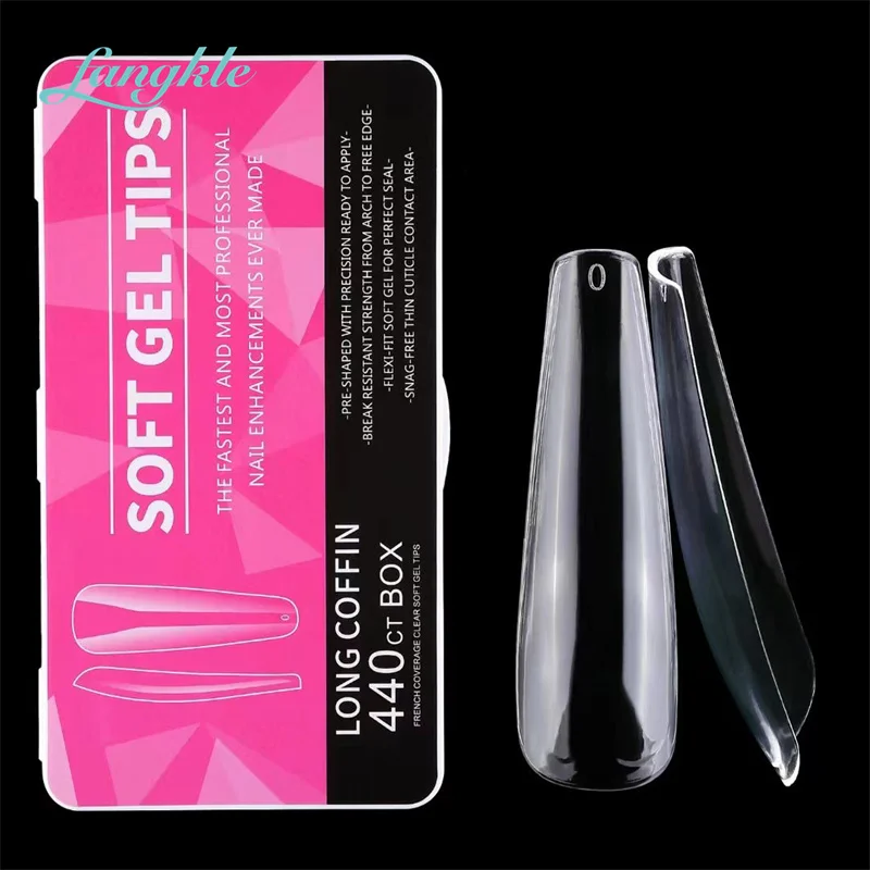 Wholesale Soft Gel Tips 550tips And 440tips White Box Nail Tips Private ...