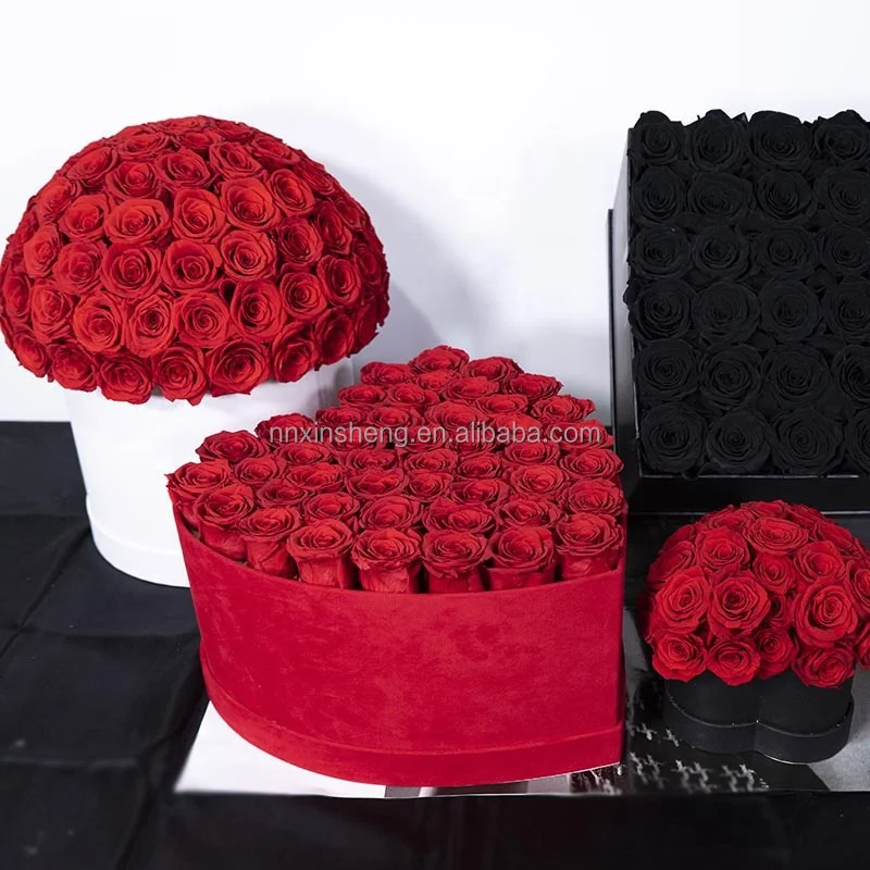 Preserved Flowers Bouquet Rosas Round Flower Box Everlasting Forever ...