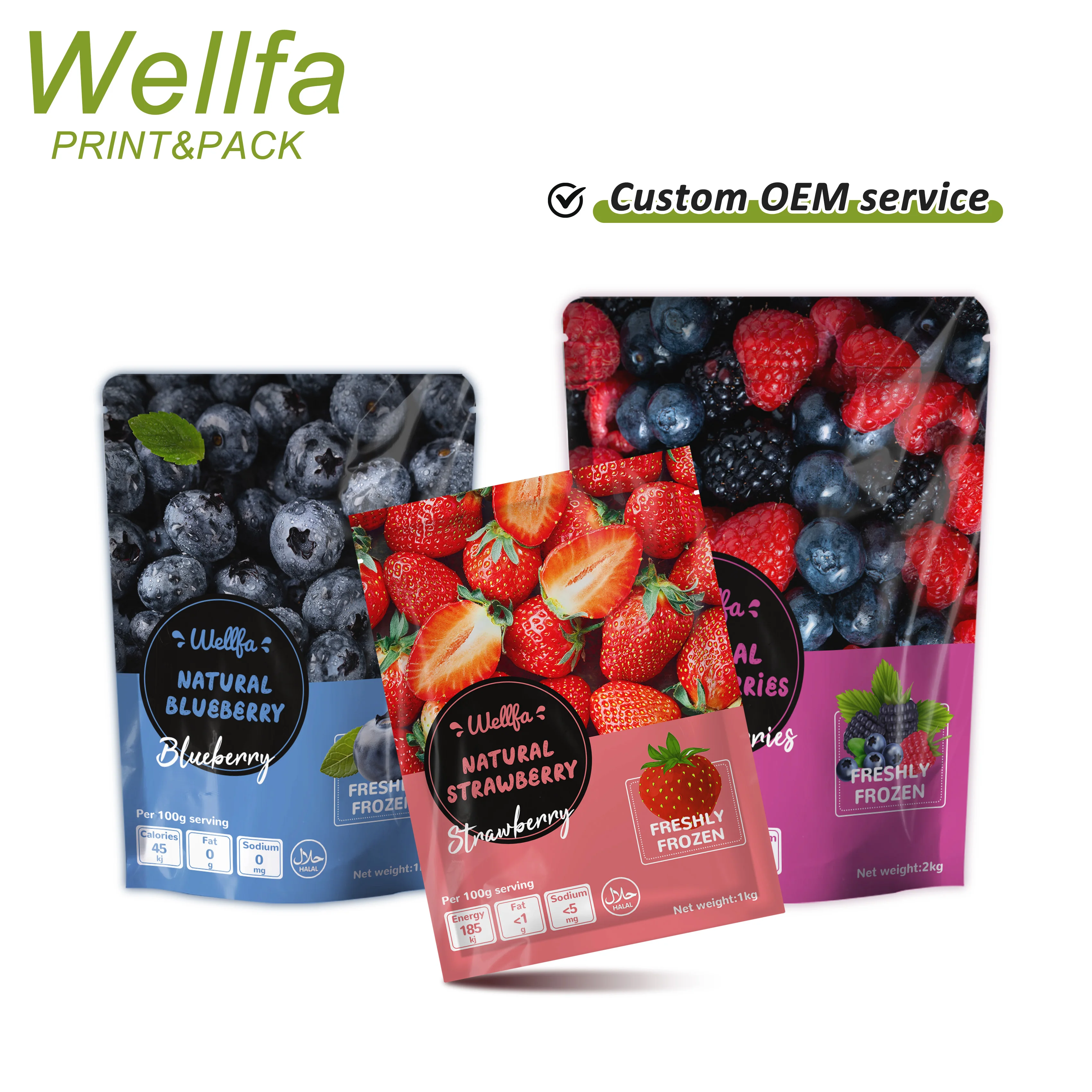 Custom Printed Plastic Pouches for Frozen Food Packaging