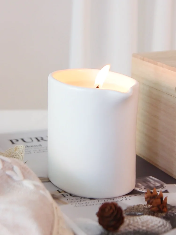 Nordic White Ceramic Candles Container Custom Logo Empty Wholesale ...