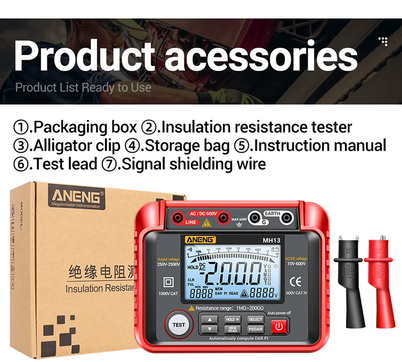 ANENG MH13 Digital Multimeter & Insulation Tester Megohmmeter Tool