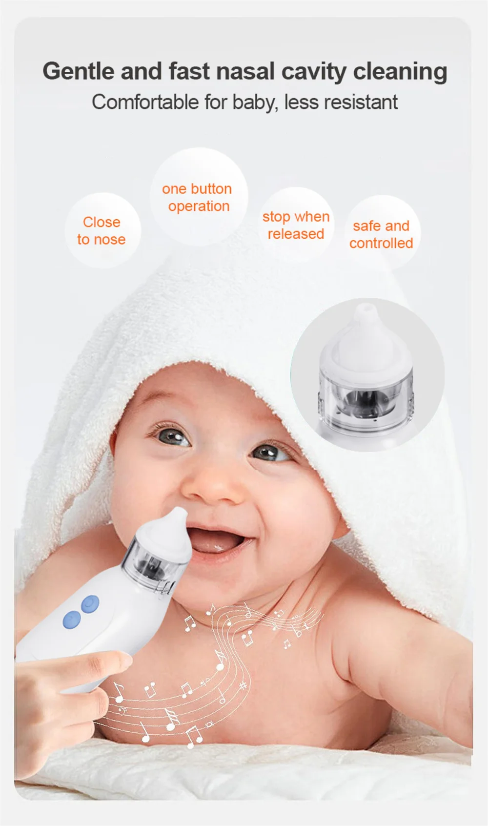 2 Suction Levels Baby Nose Sucker Silicone Nasal Aspirator For Babies ...