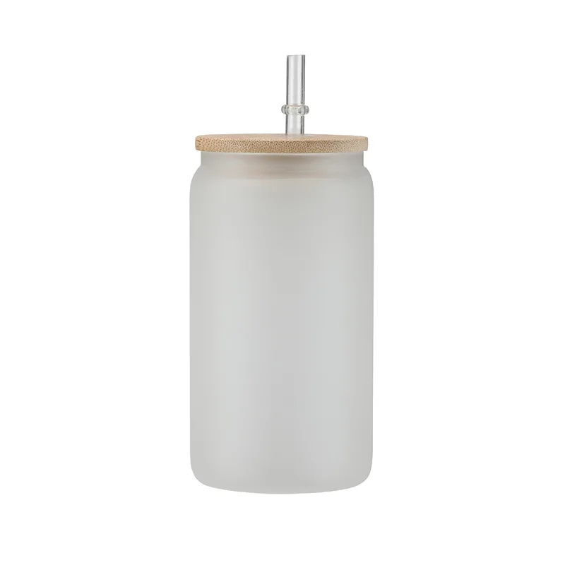 Usa Warehouse 12oz 16oz Diy Blank Sublimation Can Shaped Beer Glass Cups With Bamboo Lid And ...