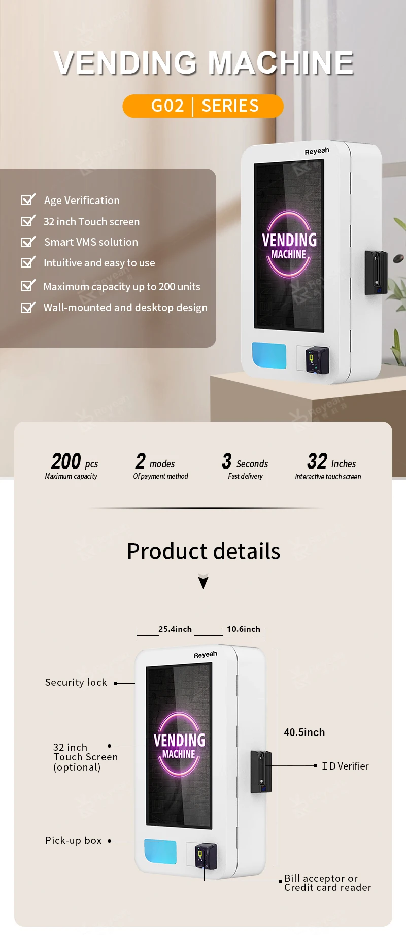 32 Inch Touch Screen Vending Machine Self Services Mini Smart Wall ...