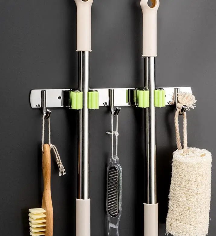304 Stainless Steel Broom Holder For The Wall Dustpan Hanger Mop Holder ...