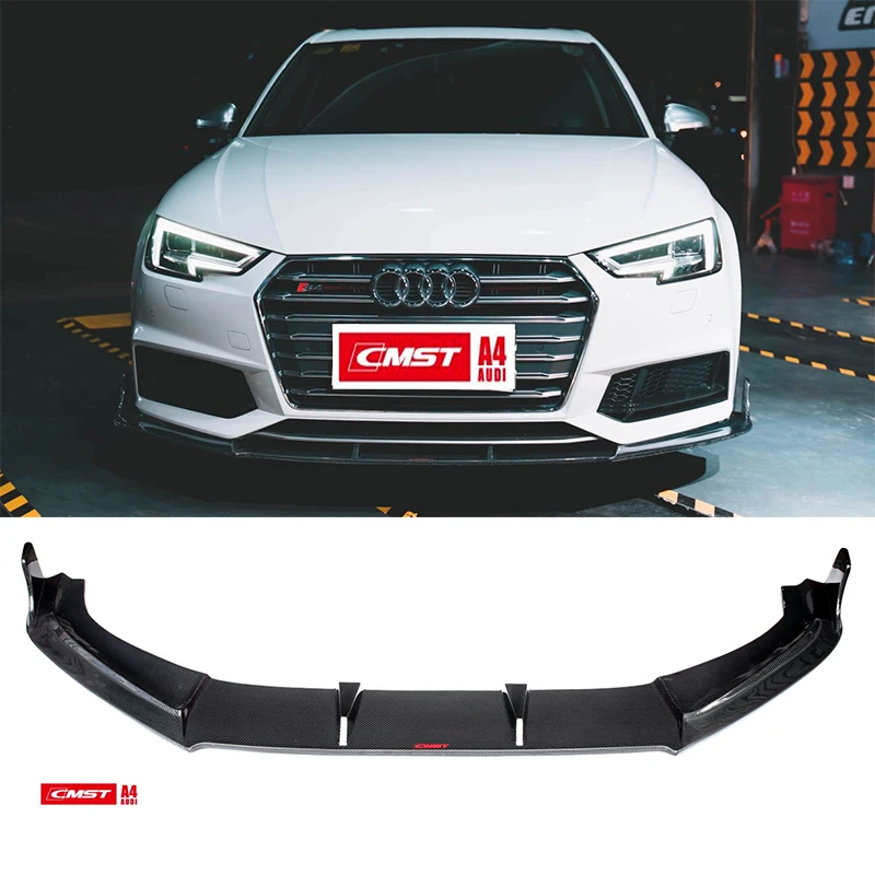 For Audi A4 S4 B9 Carbon Fiber Front Bumper Lip Body Kit Sport Cmst ...