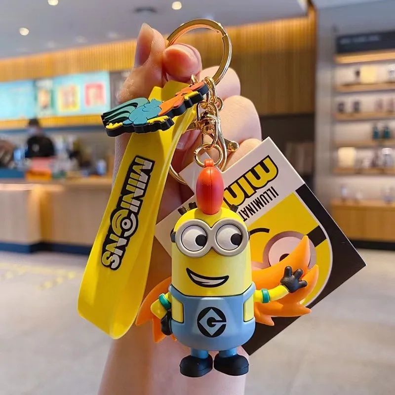 Hot Sale Cartoon Anime Kawaii Minion Rubber Keychain Custom 3d Key Ring ...