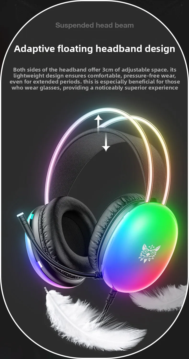 X25 RGB Wired Gaming Headset Cute Computer Headband with On-Ear & Over ...
