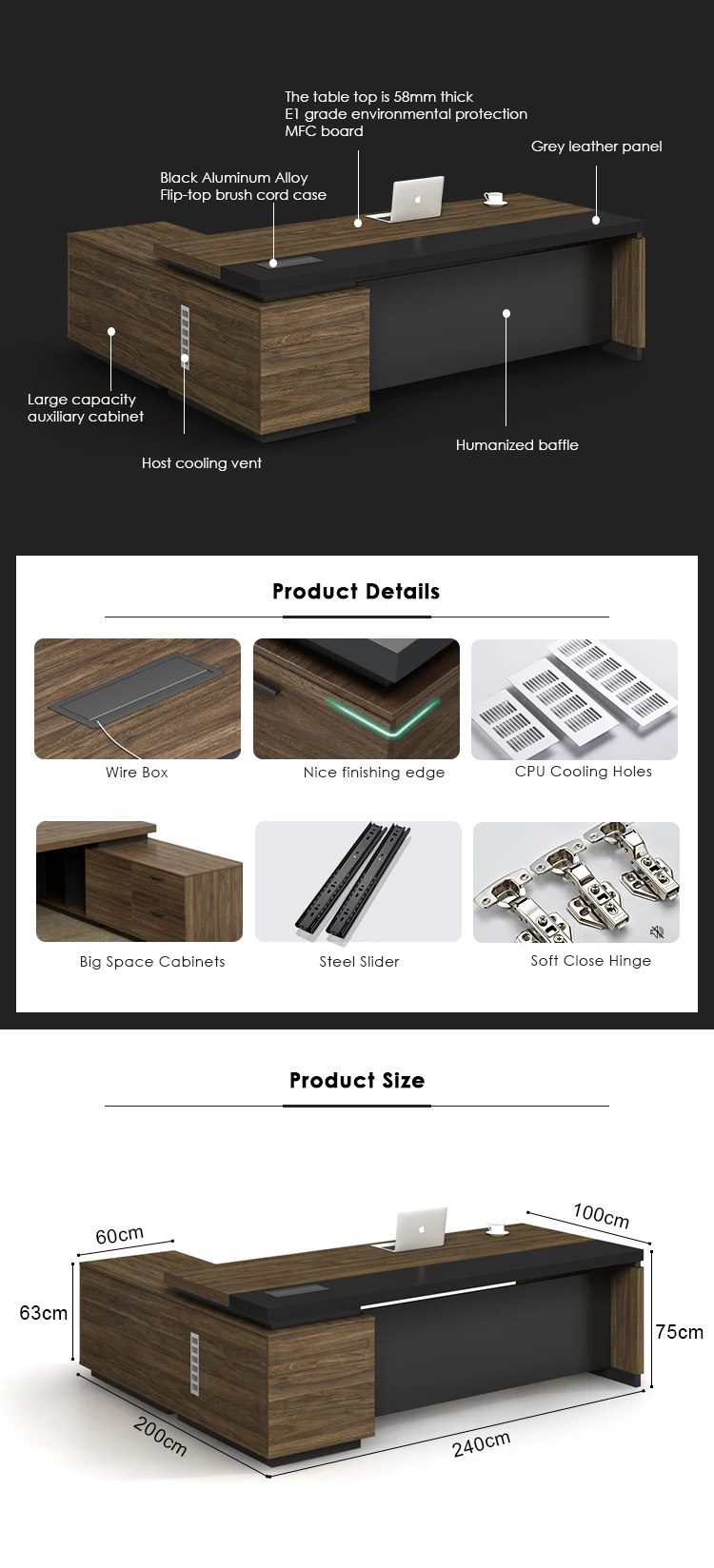 Modern Design Executive Office Furniture Work Office Desk Office ...