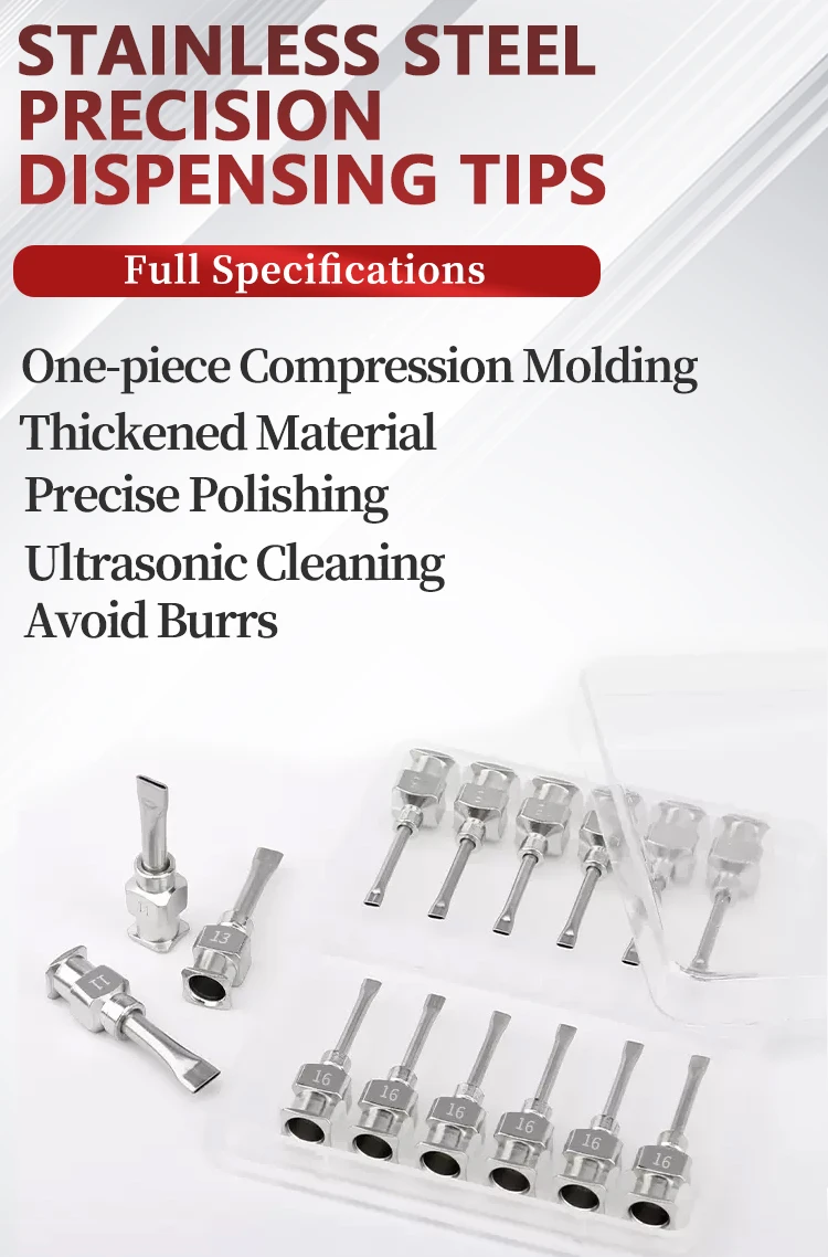 Industrial 8G-20G Flat Mouth Needle Tips All Stainless Steel Brush Type ...