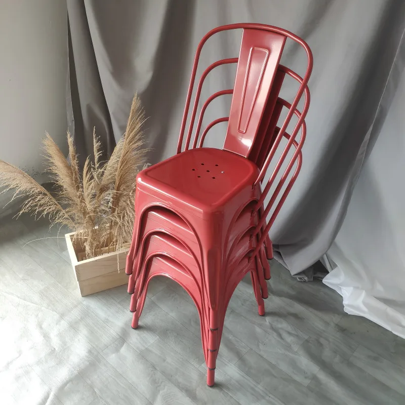 Industrial Stacking Chair Modern Design Metal Restaurant Iron Dining ...