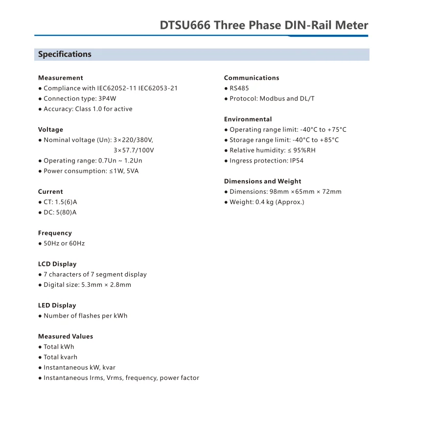 CHINT DTSU666-H Energy Meter - Accurate Three Phase Measurement