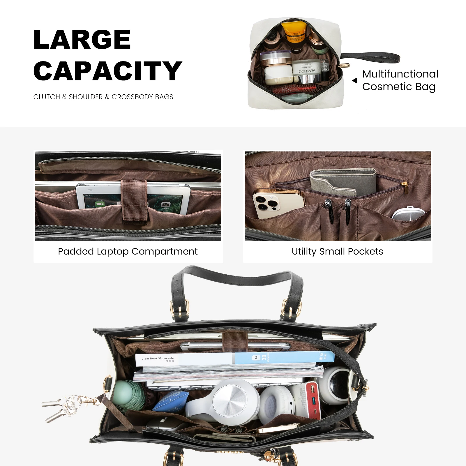 LOVEVOOK Fashion Laptop Tote Bag Set for Women - Stylish 15.6" & 17 ...